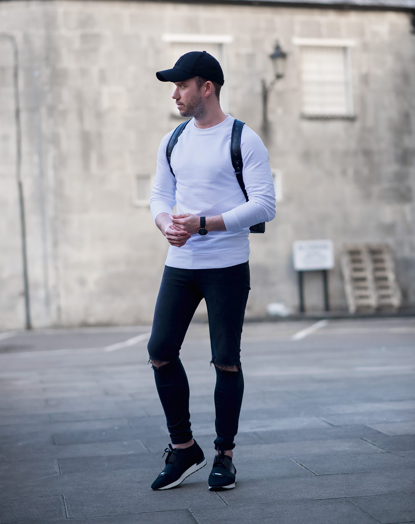 Black And White Outfit With MCM Backpack - Your Average Guy
